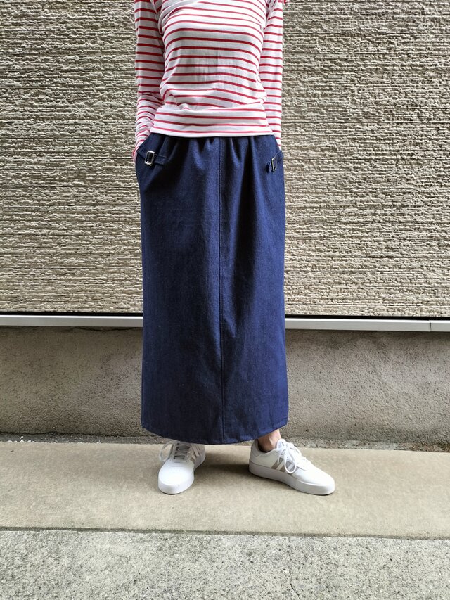 【秋の新作】『ワードローブに加えたい♥』楽ちん・広がり過ぎない・デニム・ロングスカート | iichi 日々の暮らしを心地よくするハンドメイドやアンティークのマーケットプレイス