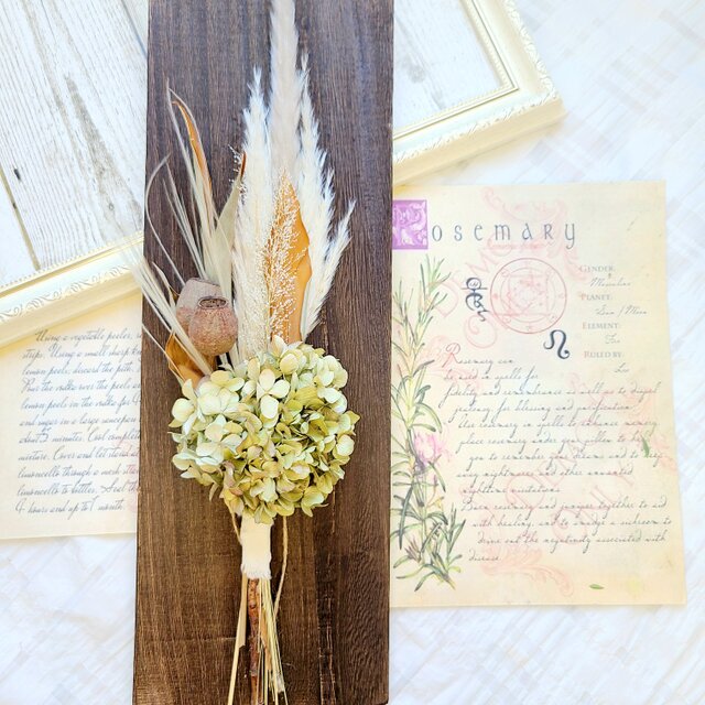 《smartlong》bアジサイとテールリードのナチュラルスワッグ アンティーク ボタニカル | iichi 日々の暮らしを心地よくするハンドメイドやアンティークのマーケットプレイス