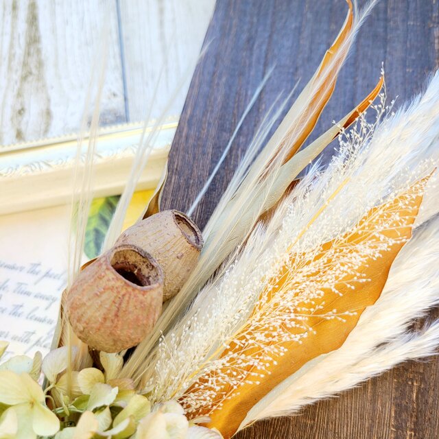 《smartlong》bアジサイとテールリードのナチュラルスワッグ アンティーク ボタニカル | iichi 日々の暮らしを心地よくするハンドメイドやアンティークのマーケットプレイス