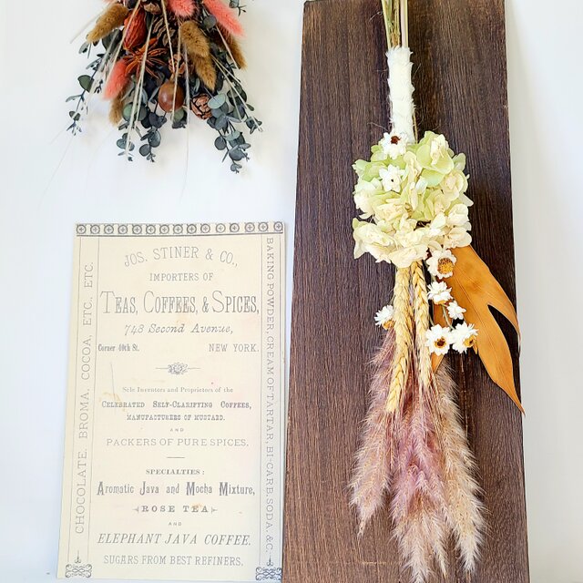 《smartlong》c ハナムギとテールリードのナチュラルスワッグ アンティーク ボタニカル | iichi 日々の暮らしを心地よくするハンドメイドやアンティークのマーケットプレイス