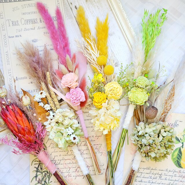 《smartlong》p ソーラーローズとテールリードのナチュラルスワッグ アンティーク ボタニカル | iichi 日々の暮らしを心地よくするハンドメイドやアンティークのマーケットプレイス