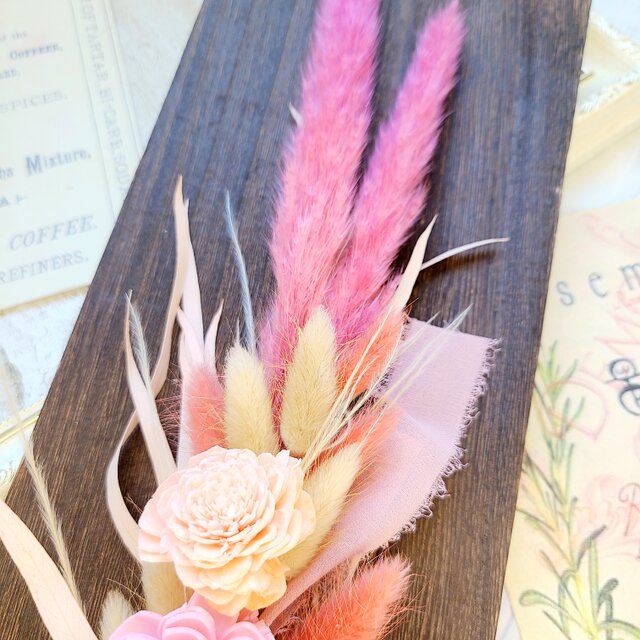 《smartlong》p ソーラーローズとテールリードのナチュラルスワッグ アンティーク ボタニカル | iichi 日々の暮らしを心地よくするハンドメイドやアンティークのマーケットプレイス