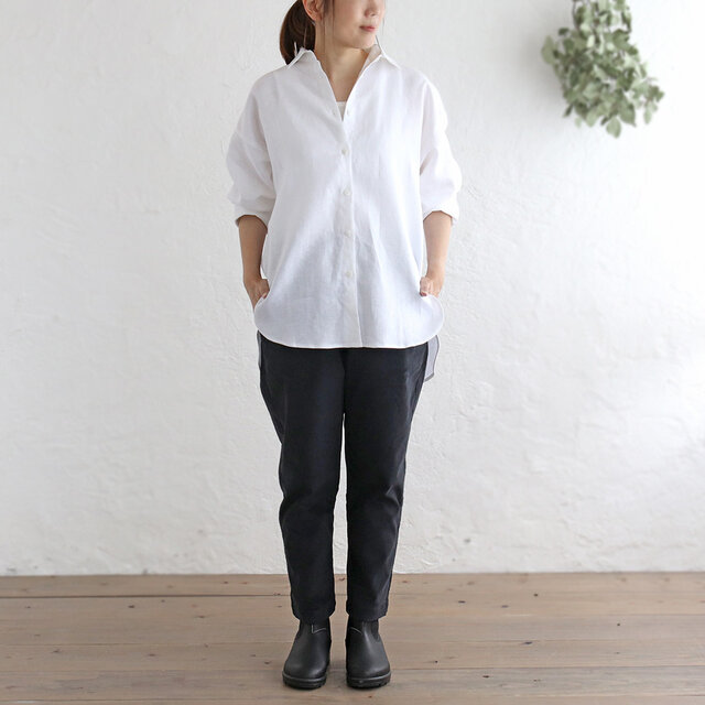 着まわせる白シャツ リネン シャツブラウス （ホワイト）TP18 | iichi 日々の暮らしを心地よくするハンドメイドやアンティークのマーケットプレイス