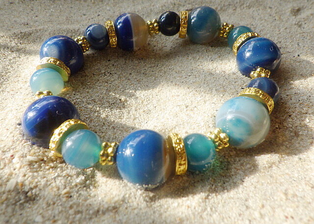Treasure of Ryugu Castle 竜宮城の宝物 ☆Ocean Agate Bracelet | iichi 日々の暮らしを心地よくするハンドメイドやアンティークのマーケットプレイス