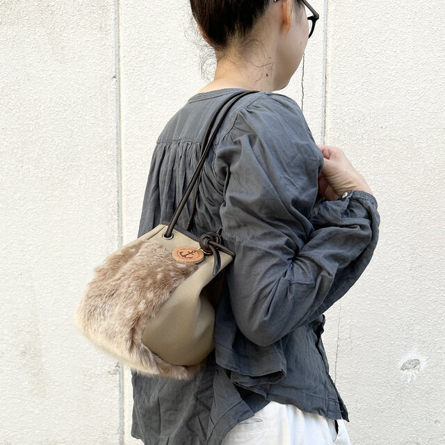 swing:バンビ×マッシュルーム（高島帆布×エコファー2wayバッグ）受注製作 | iichi 日々の暮らしを心地よくするハンドメイドやアンティークのマーケットプレイス