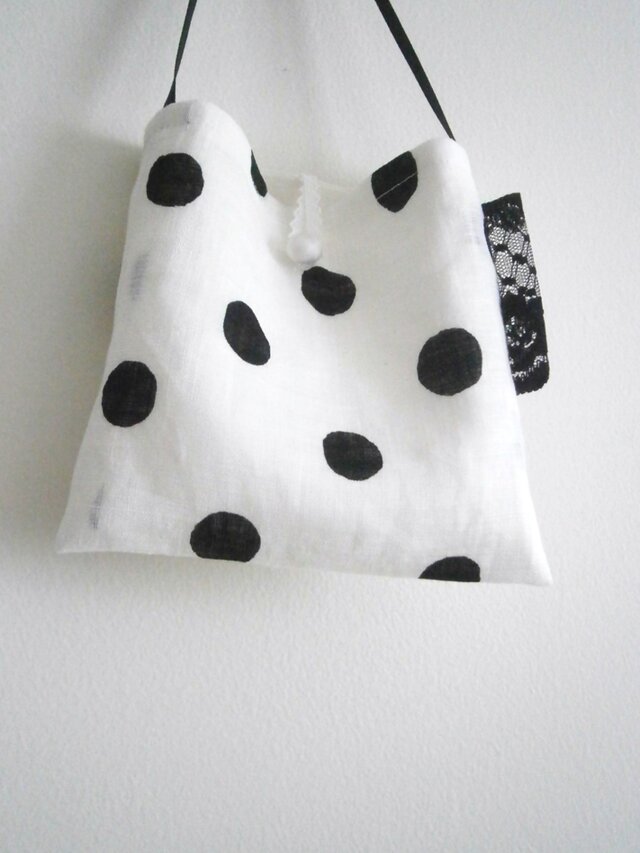 DotsLinen 小さなFlatPoach | iichi 日々の暮らしを心地よくするハンドメイドやアンティークのマーケットプレイス