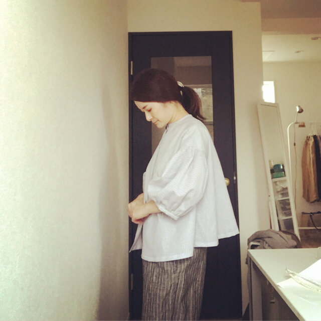 コットンストライプのブラウス（o-to-114） | iichi 日々の暮らしを心地よくするハンドメイドやアンティークのマーケットプレイス