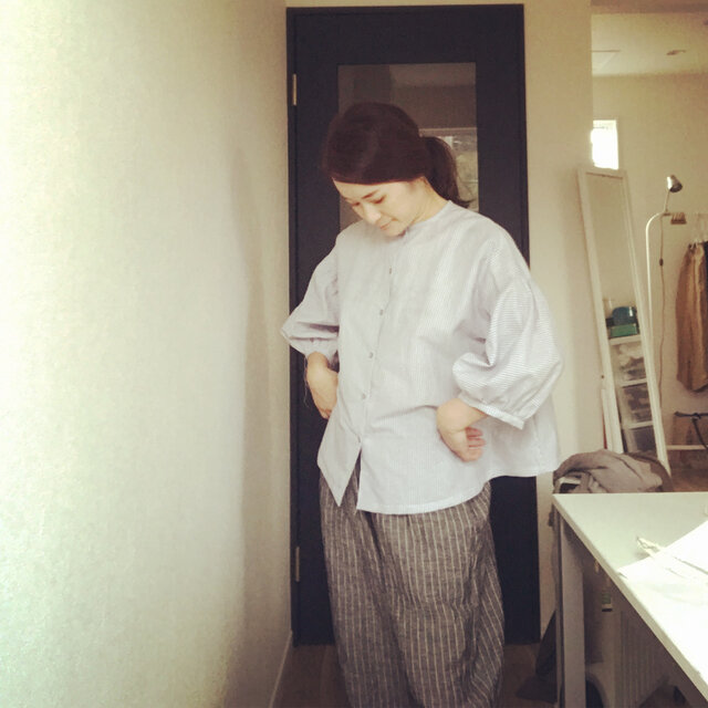 コットンストライプのブラウス（o-to-114） | iichi 日々の暮らしを心地よくするハンドメイドやアンティークのマーケットプレイス