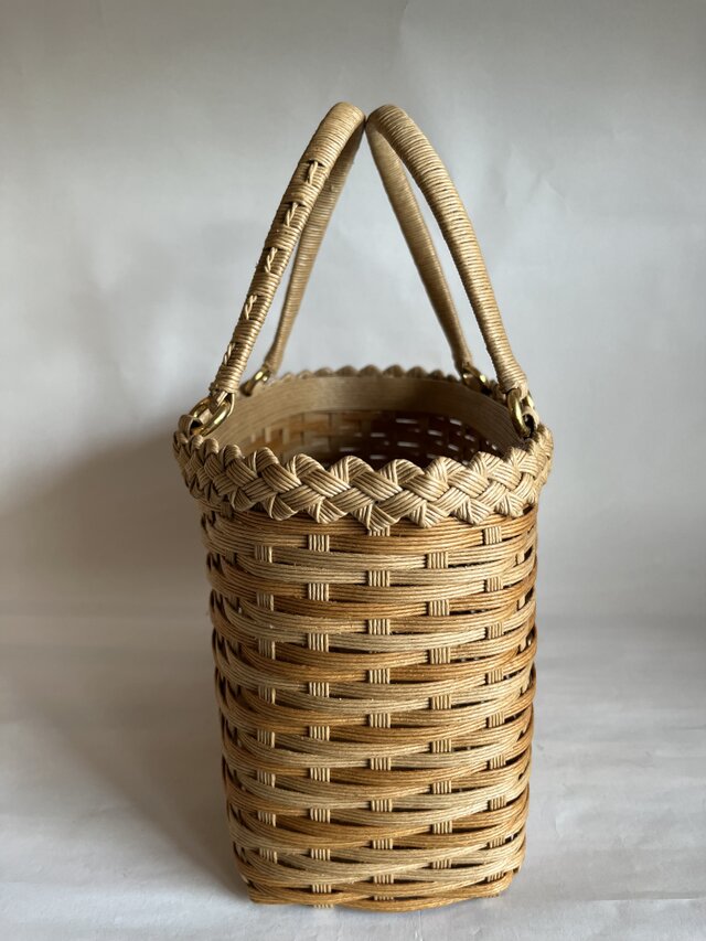 エコクラフト バックS ベージュ(diagonals) | iichi 日々の暮らしを心地よくするハンドメイドやアンティークのマーケットプレイス