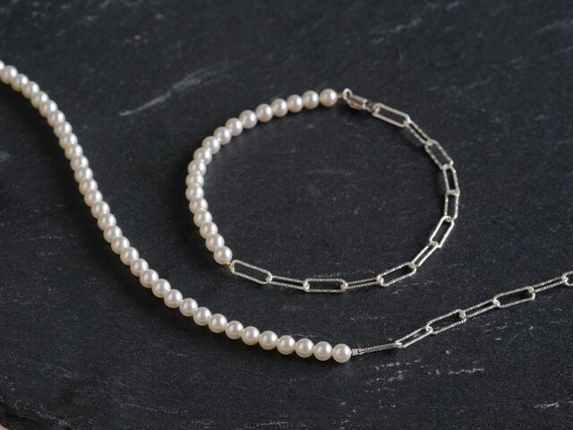 パールシルバーチェーンブレスレット silver925 貝パール | iichi 日々の暮らしを心地よくするハンドメイドやアンティークのマーケットプレイス