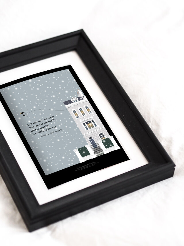 A4【四季の街 冬2】インテリア アートポスター Étape64 | iichi 日々の暮らしを心地よくするハンドメイドやアンティークのマーケットプレイス