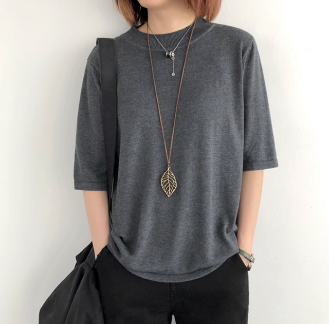 【☆全6色】秋の新色 中袖 ニットセーター コットン レディース 通学 通勤 カジュアルセーターコート | iichi 日々の暮らしを心地よく ...