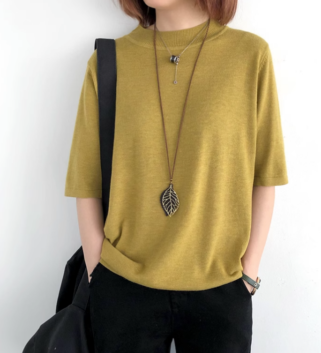 【☆全6色】秋の新色 中袖 ニットセーター コットン レディース 通学 通勤 カジュアルセーターコート | iichi 日々の暮らしを心地よく ...