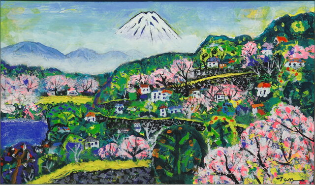 「富士と桜」(NO.2305) 8号M 送料無料 額付き | iichi 日々の暮らしを心地よくするハンドメイドやアンティークのマーケットプレイス