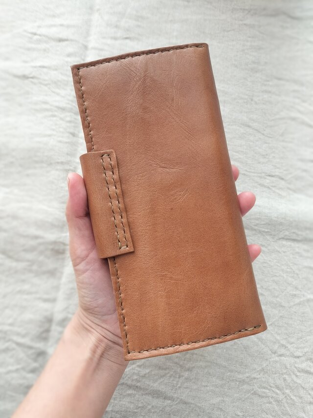 simple wallet 濃いヌメ色 オイルワックスレザー | iichi 日々の暮らしを心地よくするハンドメイドやアンティークのマーケットプレイス