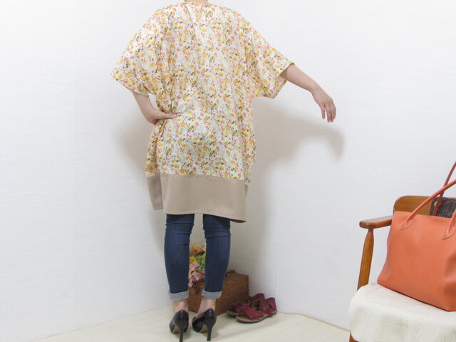 2480 肌ざわりよい軽やかな着心地のワンピース オレンジベージュ | iichi 日々の暮らしを心地よくするハンドメイドやアンティークのマーケットプレイス