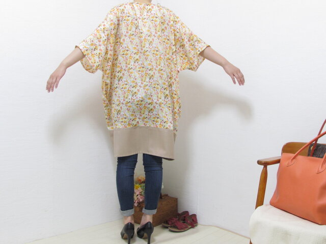 2480 肌ざわりよい軽やかな着心地のワンピース オレンジベージュ | iichi 日々の暮らしを心地よくするハンドメイドやアンティークのマーケットプレイス