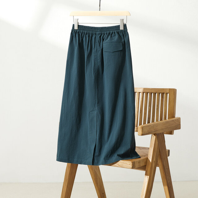 コーデのポイントになる美シルエットスカート ロングスカート ストライプ コットン グリーン 230611-3 | iichi 日々の暮らしを心地よくするハンドメイドやアンティークのマーケットプレイス