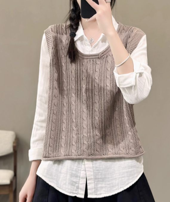 新作.多色.ニットベスト セーターベスト ゆったり/トップス チョッキ着 | iichi 日々の暮らしを心地よくするハンドメイドやアンティークのマーケットプレイス