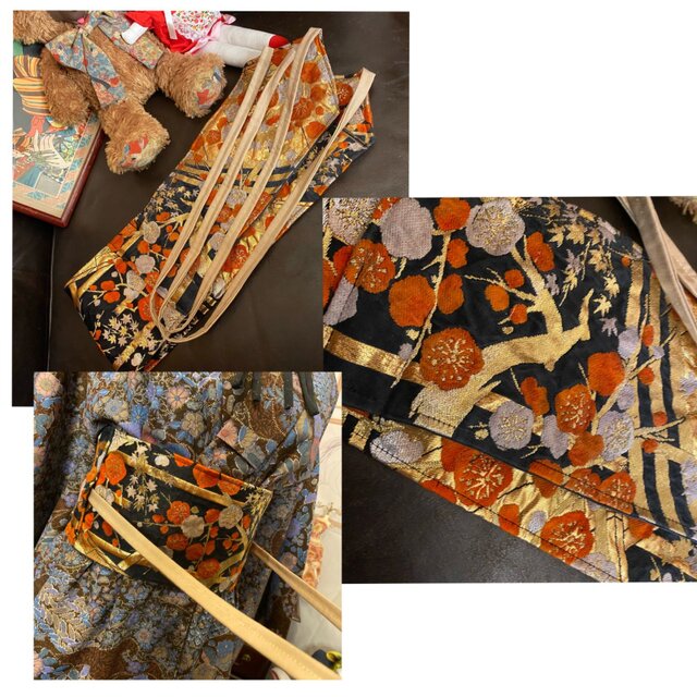 和洋折衷 レトロ 古着 洗える 着物 化繊 和 モダン ハンドメイド リメイク ロング ワンピース ドレス 帯ベルト KW-40 | iichi 日々の暮らしを心地よくするハンドメイドや ...