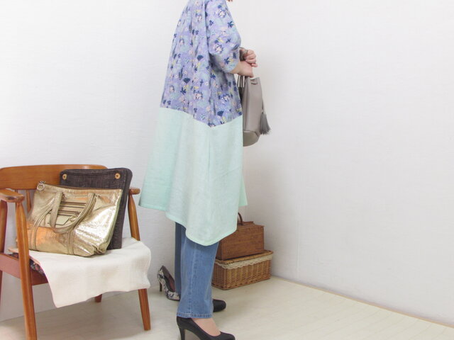 **お宝セール**2285とっても軽やかAラインワンピース コットン ラベンダー | iichi 日々の暮らしを心地よくするハンドメイドやアンティークのマーケットプレイス