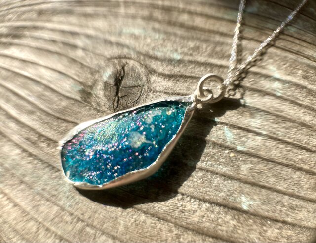 *sv925*銀フレーム ローマングラスの一粒ネックレス *SV925* Roman Glass | iichi 日々の暮らしを心地よくするハンドメイドやアンティークのマーケットプレイス