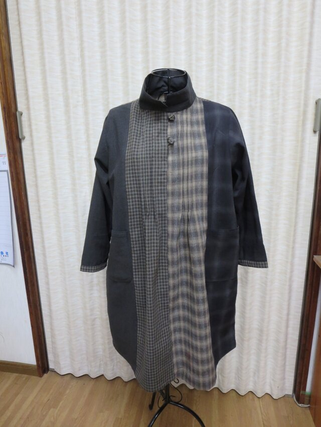 先染めチェックピンタックチュニック | iichi 日々の暮らしを心地よくするハンドメイドやアンティークのマーケットプレイス