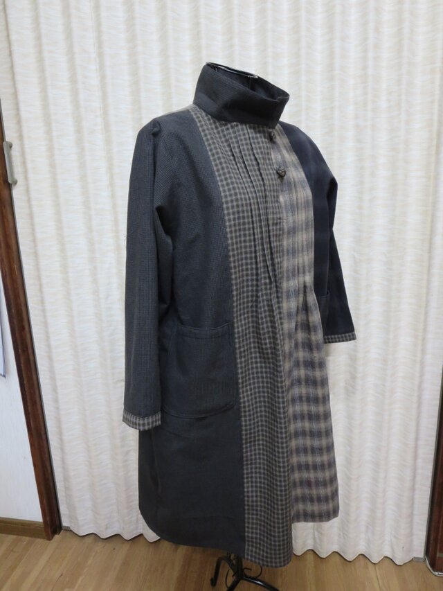 先染めチェックピンタックチュニック | iichi 日々の暮らしを心地よくするハンドメイドやアンティークのマーケットプレイス