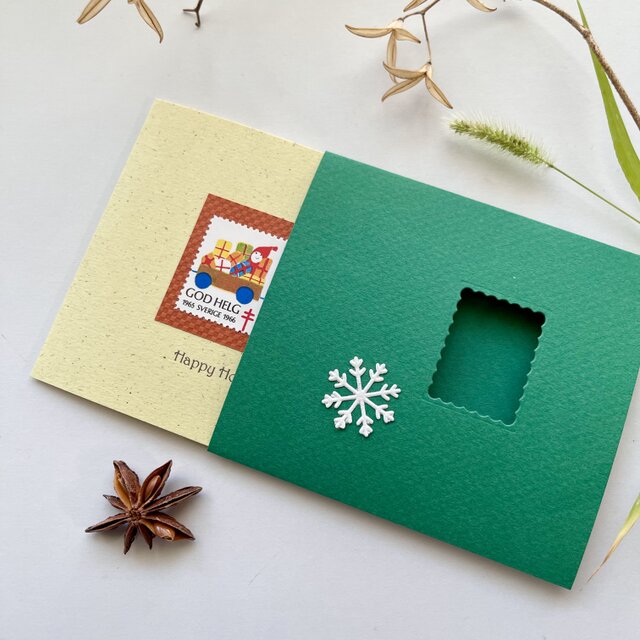 ＊Collage card 059〜クリスマスシールのカード | iichi 日々の暮らしを心地よくするハンドメイドやアンティークのマーケットプレイス