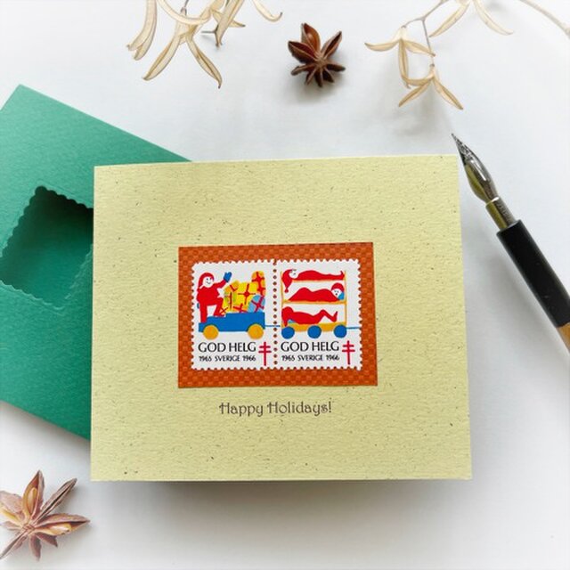 ＊Collage card 060〜クリスマスシールのカード | iichi 日々の暮らしを心地よくするハンドメイドやアンティークのマーケットプレイス