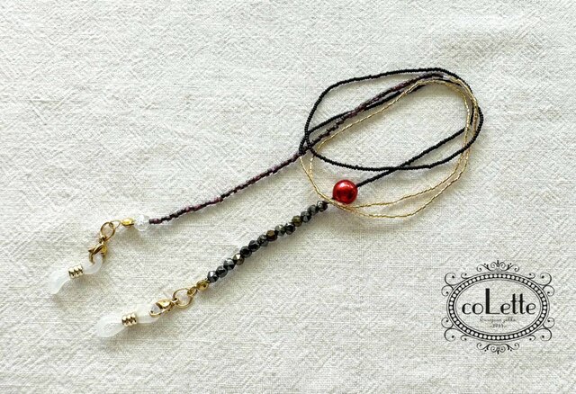 フランスアンティークビーズ／6種ビーズ・メガネチェーン（FABG–015） | iichi 日々の暮らしを心地よくするハンドメイドやアンティークのマーケットプレイス