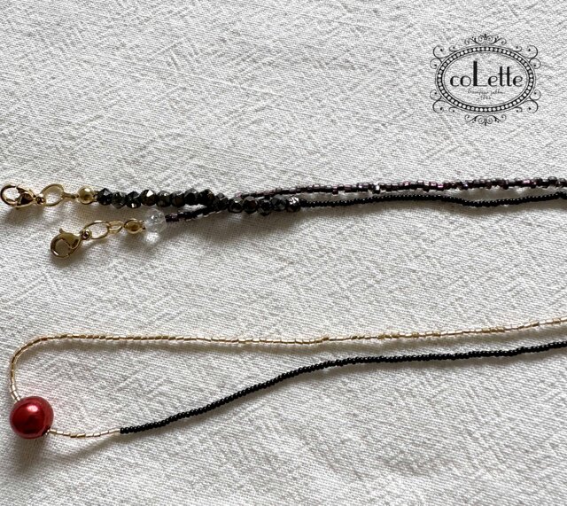 フランスアンティークビーズ／6種ビーズ・メガネチェーン（FABG–015） | iichi 日々の暮らしを心地よくするハンドメイドやアンティークのマーケットプレイス