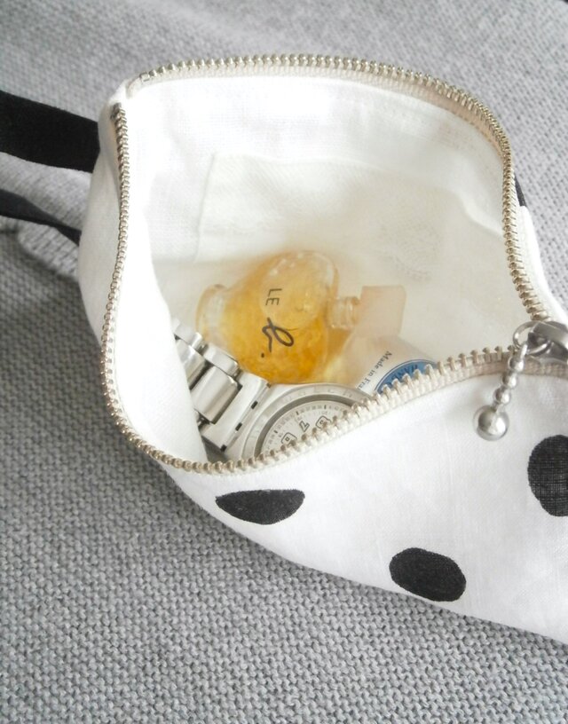 DotsLinen FlatPouchBagSet | iichi 日々の暮らしを心地よくするハンドメイドやアンティークのマーケットプレイス