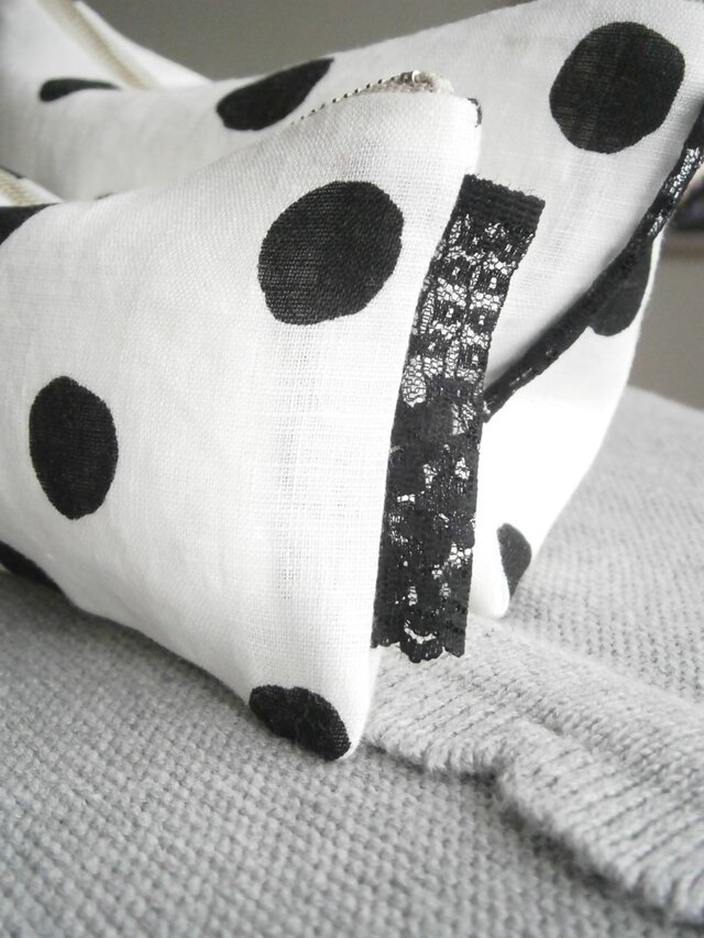 DotsLinen FlatPouchBagSet | iichi 日々の暮らしを心地よくするハンドメイドやアンティークのマーケットプレイス