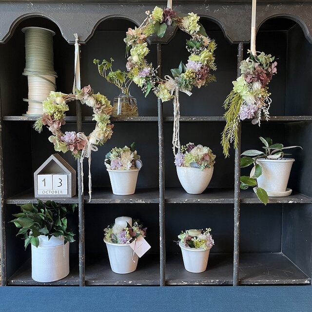 Grass flowers / グラスフラワーズ ポットアレンジキャンドル付き mini | iichi 日々の暮らしを心地よくするハンドメイドやアンティークのマーケットプレイス