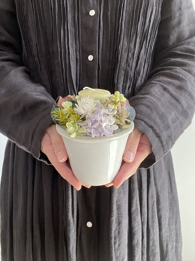 Grass flowers / グラスフラワーズ ポットアレンジキャンドル付き mini | iichi 日々の暮らしを心地よくするハンドメイドやアンティークのマーケットプレイス