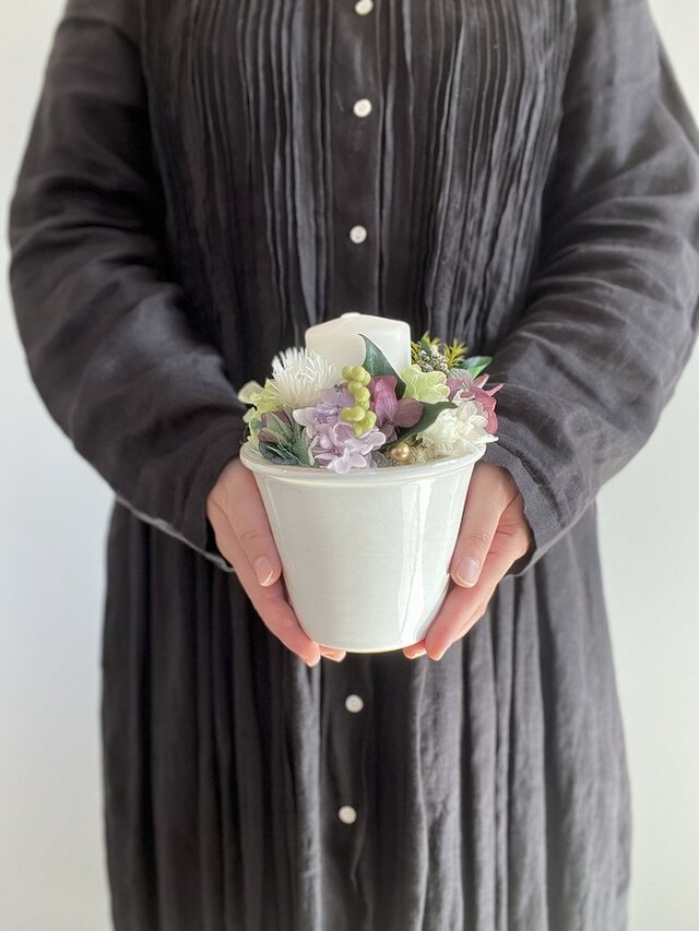 Grass flowers / グラスフラワーズ ポットアレンジキャンドル付き ML | iichi 日々の暮らしを心地よくするハンドメイドやアンティークのマーケットプレイス