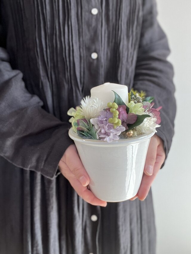 Grass flowers / グラスフラワーズ ポットアレンジキャンドル付き ML | iichi 日々の暮らしを心地よくするハンドメイドやアンティークのマーケットプレイス