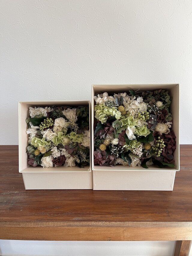 Grass flowers / グラスフラワーズ box arrangement Мサイズ | iichi 日々の暮らしを心地よくするハンドメイドやアンティークのマーケットプレイス
