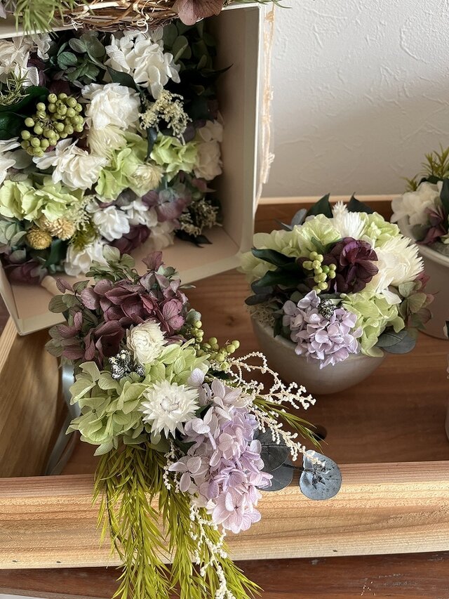 Grass flowers / グラスフラワーズ box arrangement Мサイズ | iichi 日々の暮らしを心地よくするハンドメイドやアンティークのマーケットプレイス