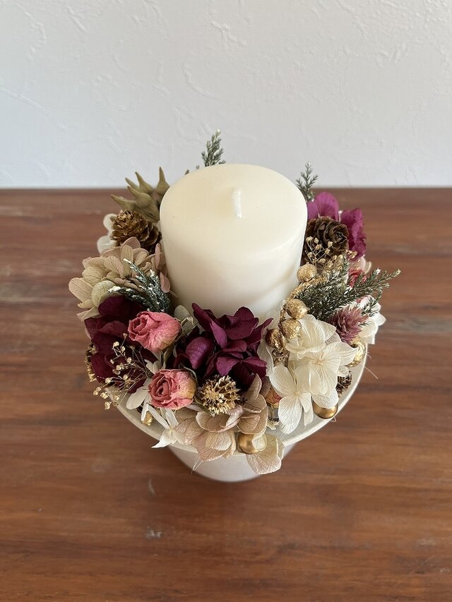 2023 Christmas 「Rose / ローズ」 ポットアレンジキャンドル付き ML | iichi 日々の暮らしを心地よくするハンドメイドやアンティークのマーケットプレイス