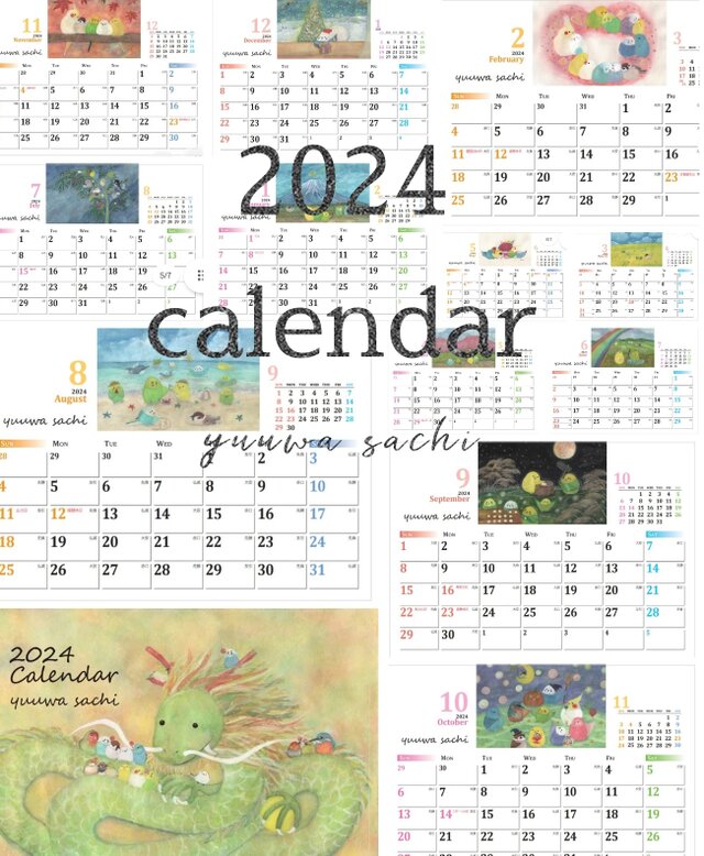 卓上リングタイプカレンダー「2024年ふるさといんこたちカレンダー」 | iichi 日々の暮らしを心地よくするハンドメイドやアンティークのマーケットプレイス
