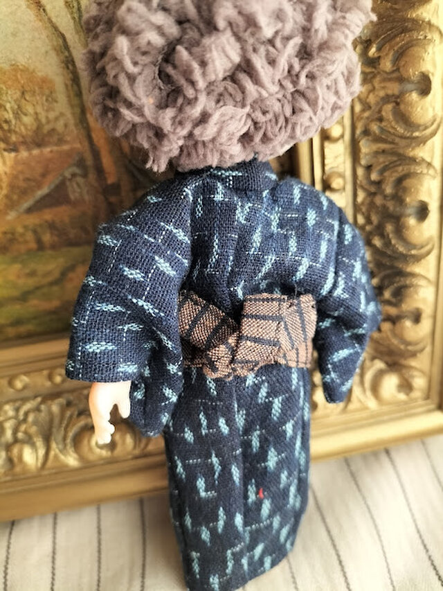 背丈15cm 男の子セリアドールと服 BB 絣の着物 クマシャツとパンツ | iichi 日々の暮らしを心地よくするハンドメイドやアンティークのマーケットプレイス