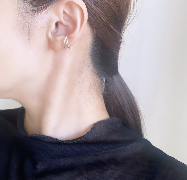 silver filled diagonal slim イヤーカフ イヤカフ 3連 | iichi 日々の暮らしを心地よくするハンドメイドやアンティークのマーケットプレイス