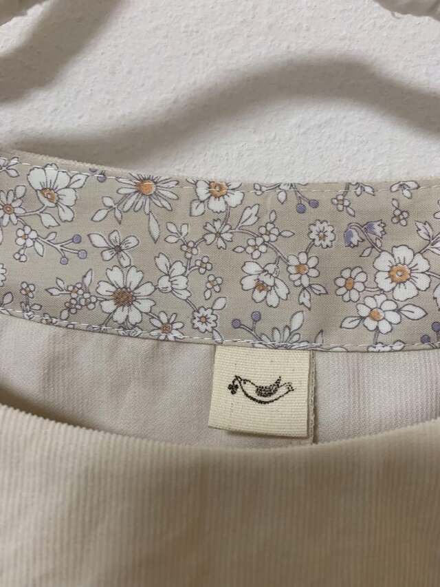 21Wコーデュロイ ソフト加工・七分袖・ワンピース・ホワイトクリーム・着丈96cm・綿100％ | iichi 日々の暮らしを心地よくするハンドメイドやアンティークのマーケットプレイス