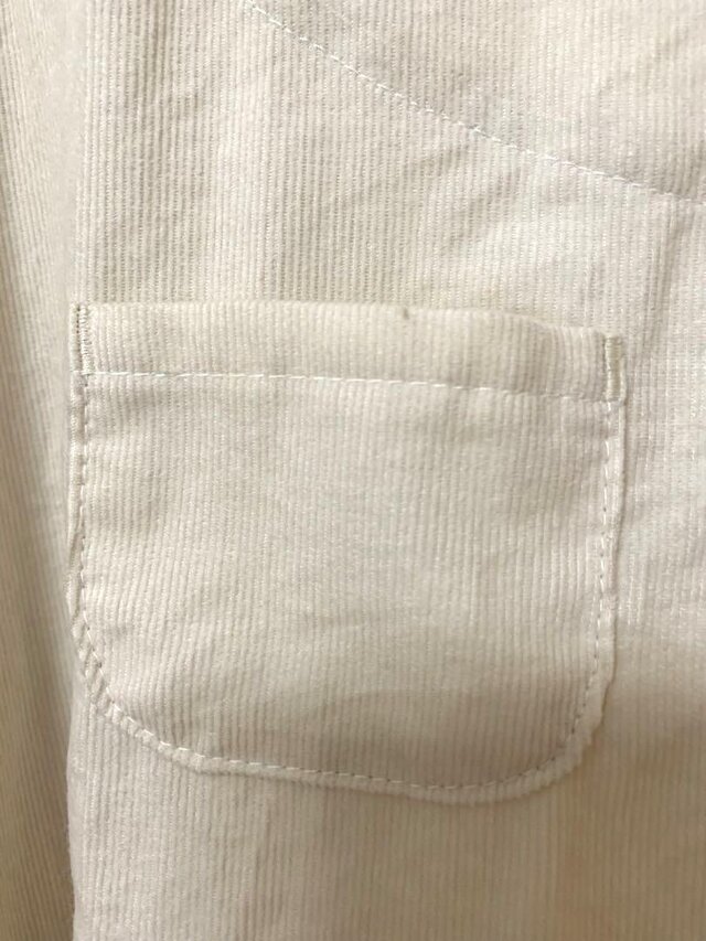 21Wコーデュロイ ソフト加工・七分袖・ワンピース・ホワイトクリーム・着丈96cm・綿100％ | iichi 日々の暮らしを心地よくするハンドメイドやアンティークのマーケットプレイス