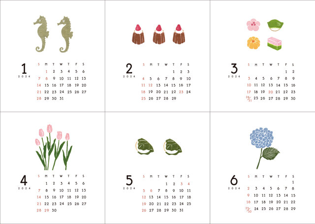 2024 najimui 季節のカレンダー | iichi 日々の暮らしを心地よくするハンドメイドやアンティークのマーケットプレイス