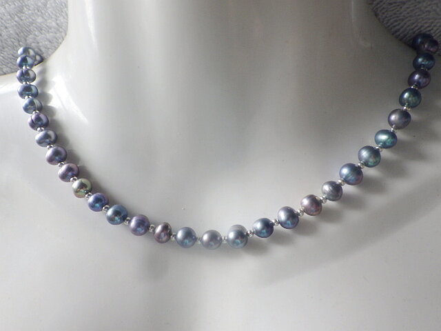 Flesh Pearl Necklace 淡水パールのネックレス S☆マグネットクラスプ☆黒蝶真珠 バロックパール | iichi 日々の ...