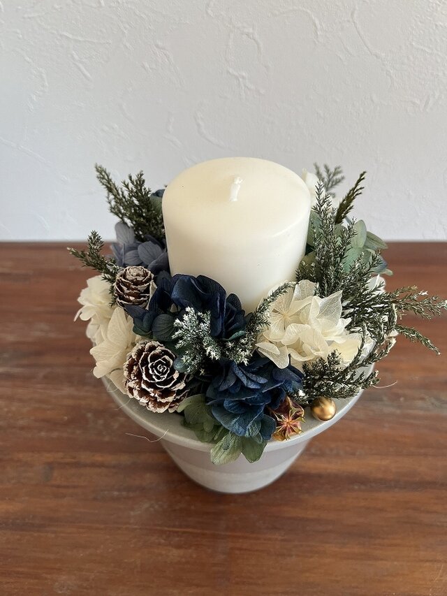 2023 Christmas 「Snow / スノー」 ポットアレンジキャンドル付き ML | iichi 日々の暮らしを心地よくするハンドメイドやアンティークのマーケットプレイス