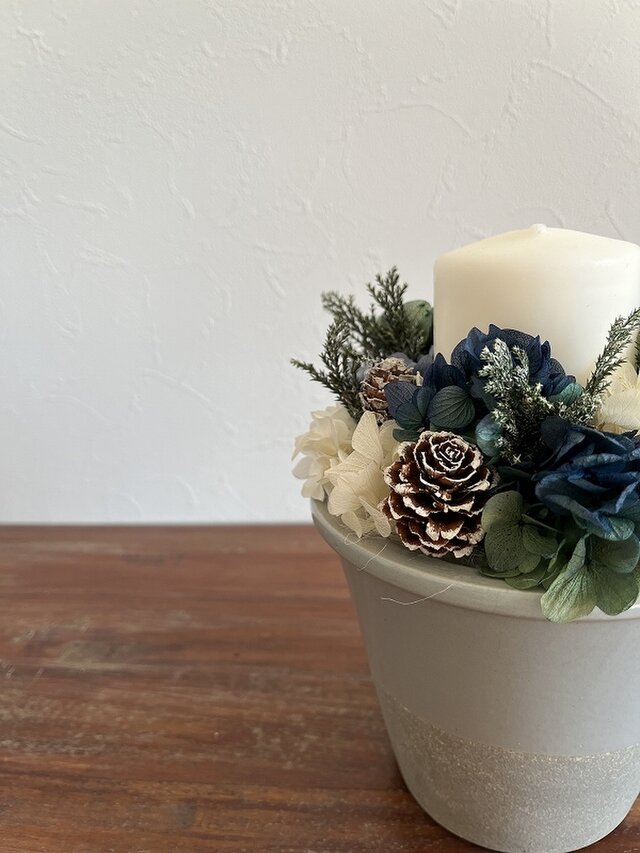 2023 Christmas 「Snow / スノー」 ポットアレンジキャンドル付き ML | iichi 日々の暮らしを心地よくするハンドメイドやアンティークのマーケットプレイス